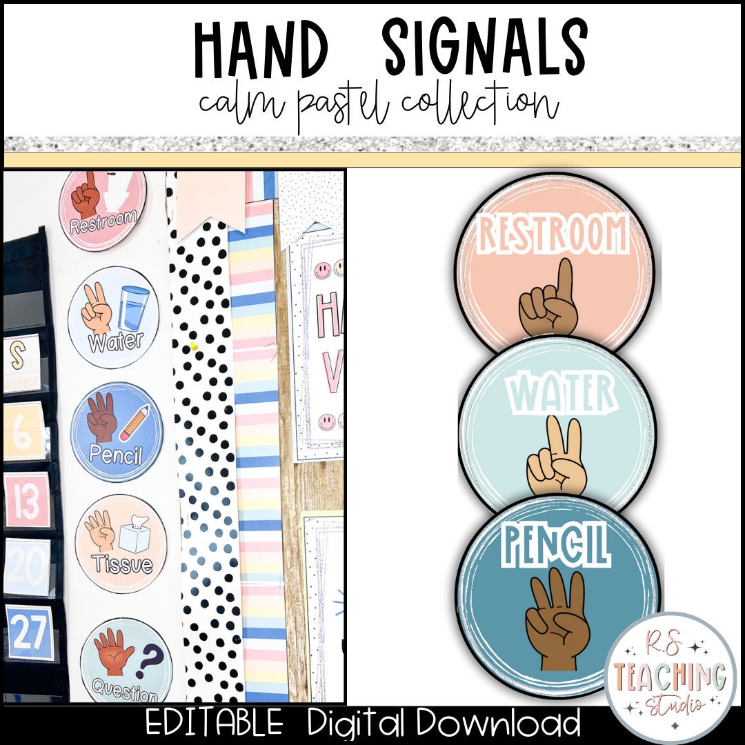 Pastel Hand Signal Posters | Calm Pastel Classroom Decor | Classroom ...