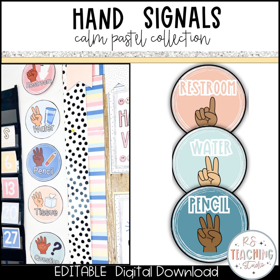 Pastel Hand Signal Posters | Calm Pastel Classroom Decor | Classroom ...