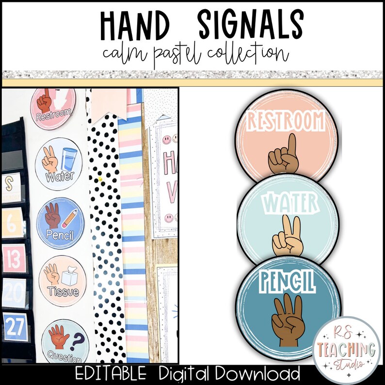 Pastel Hand Signal Posters | Calm Pastel Classroom Decor | Classroom ...