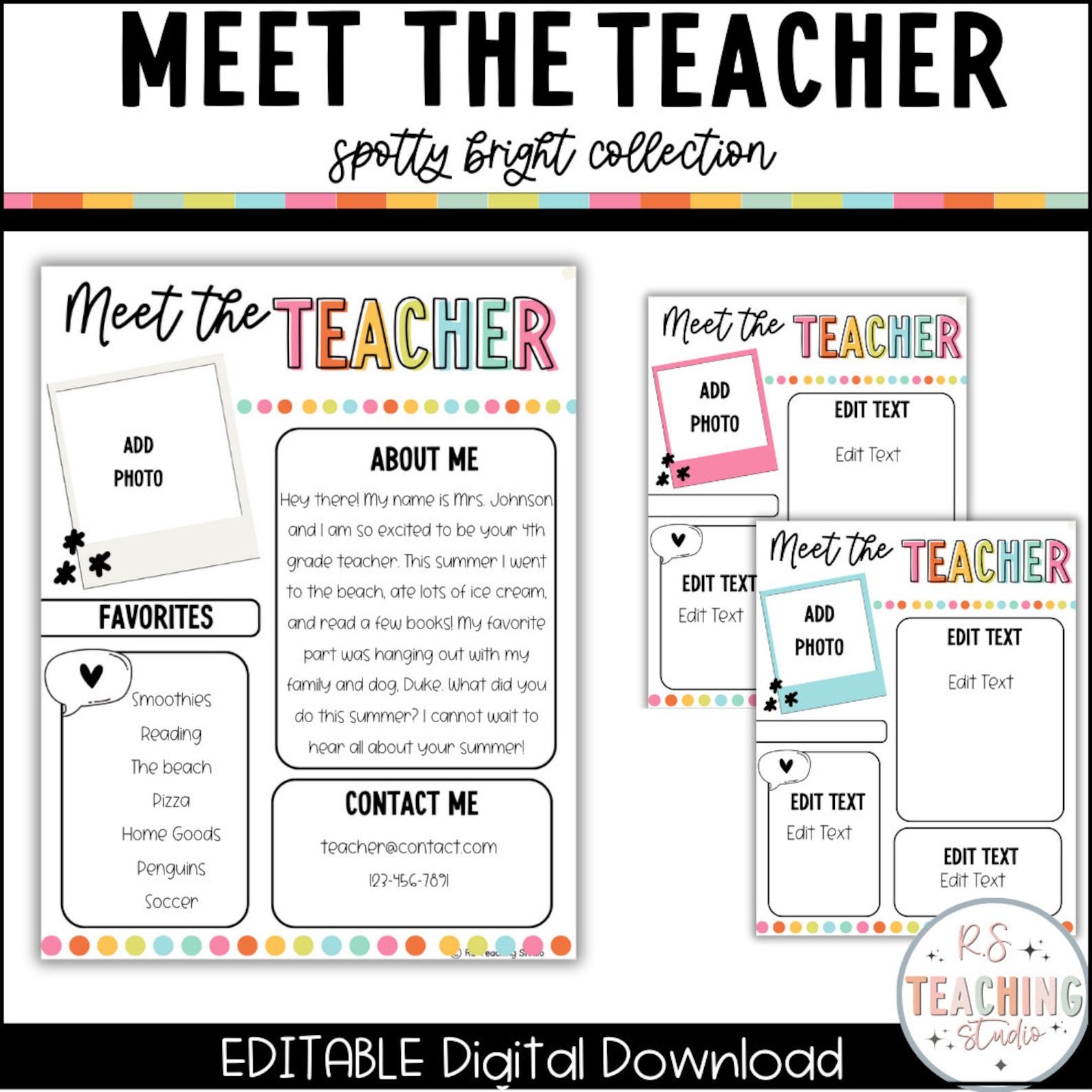 Editable Meet the Teacher Template: Bright Spotty Classroom Decor ...
