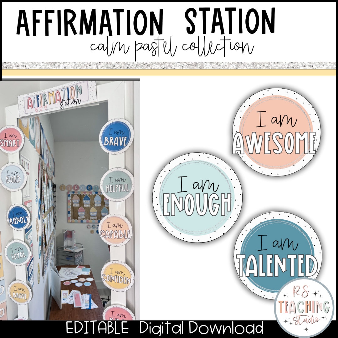 Pastel Classroom Affirmation Station: Positive Adjectives Decor ...