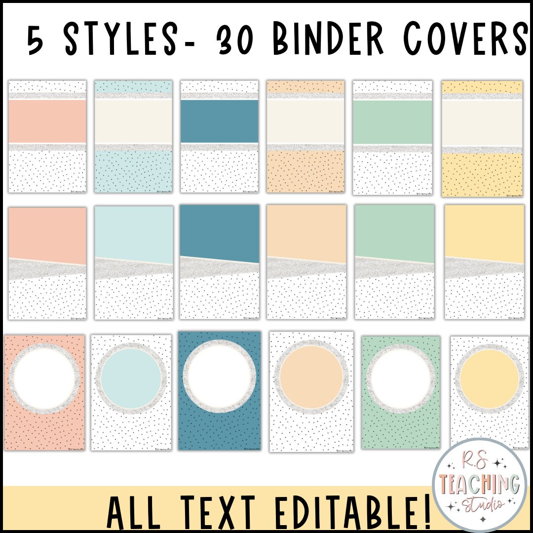 Teacher Binder Covers and Spines Pastel Binder Covers Classroom Decor ...