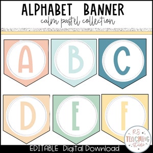 Pastel Alphabet Banner: ABC Pennant Letters, Classroom Decor (digital ...