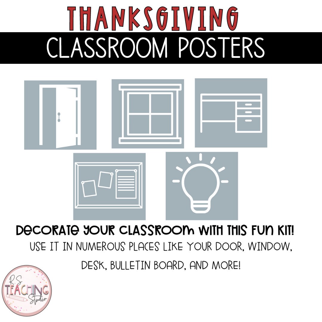 Thanksgiving Classroom Posters, November Theme Decor, Easy Holiday ...
