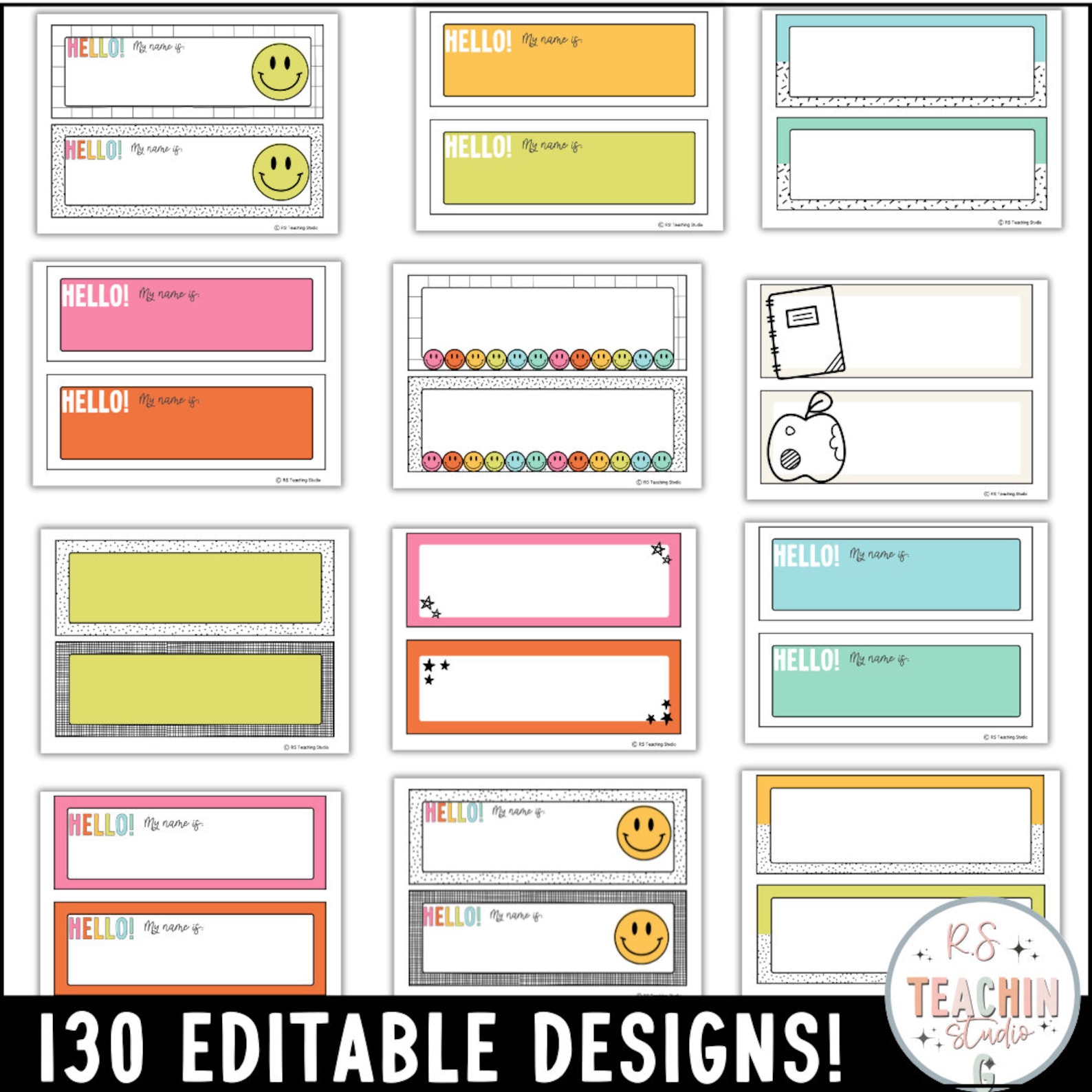 Bright Classroom Desk Name Plates: Editable Student Name Tags (digital ...