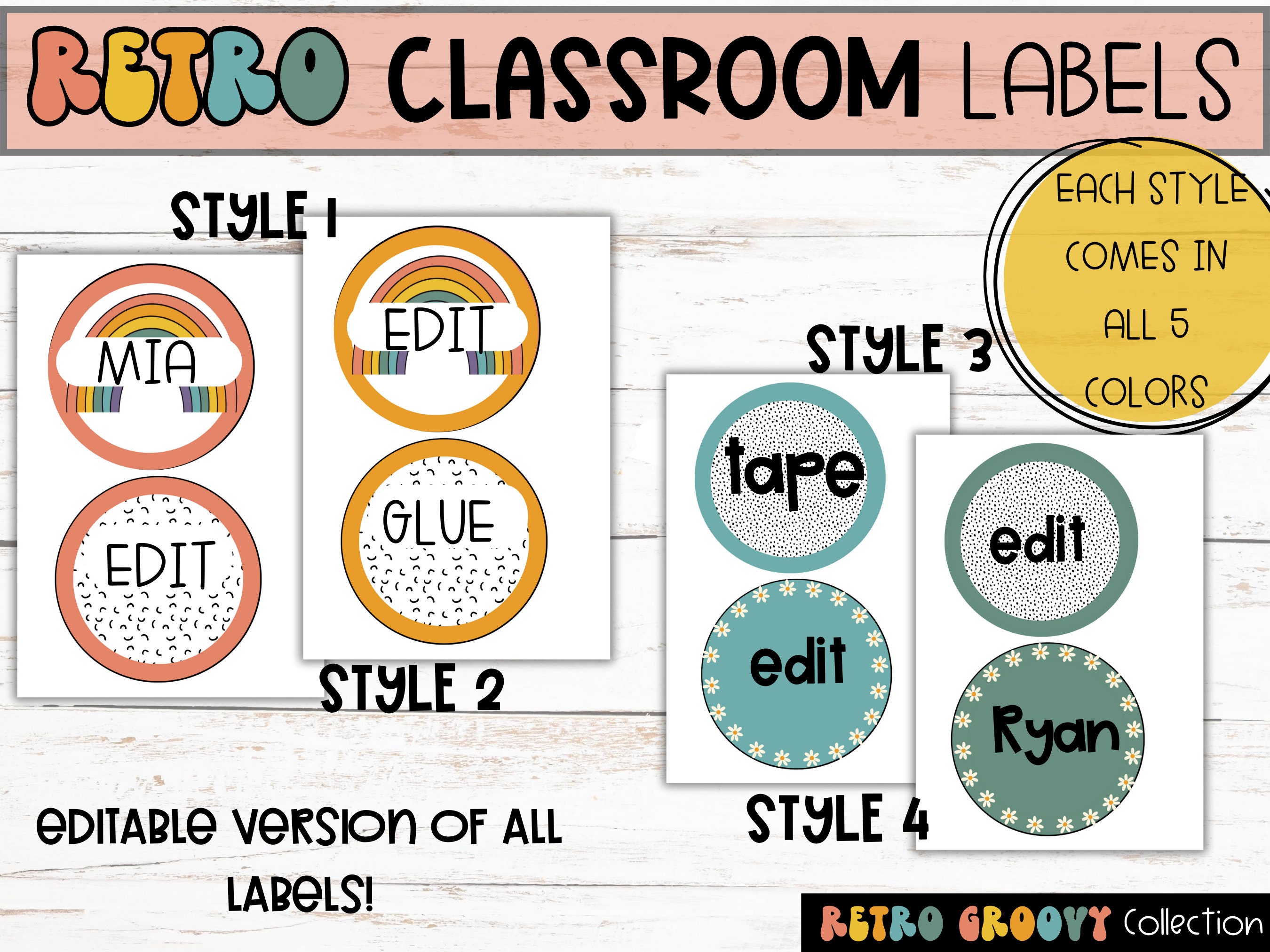 Editable Group and Table Signs, Retro Classroom Management Tools ...