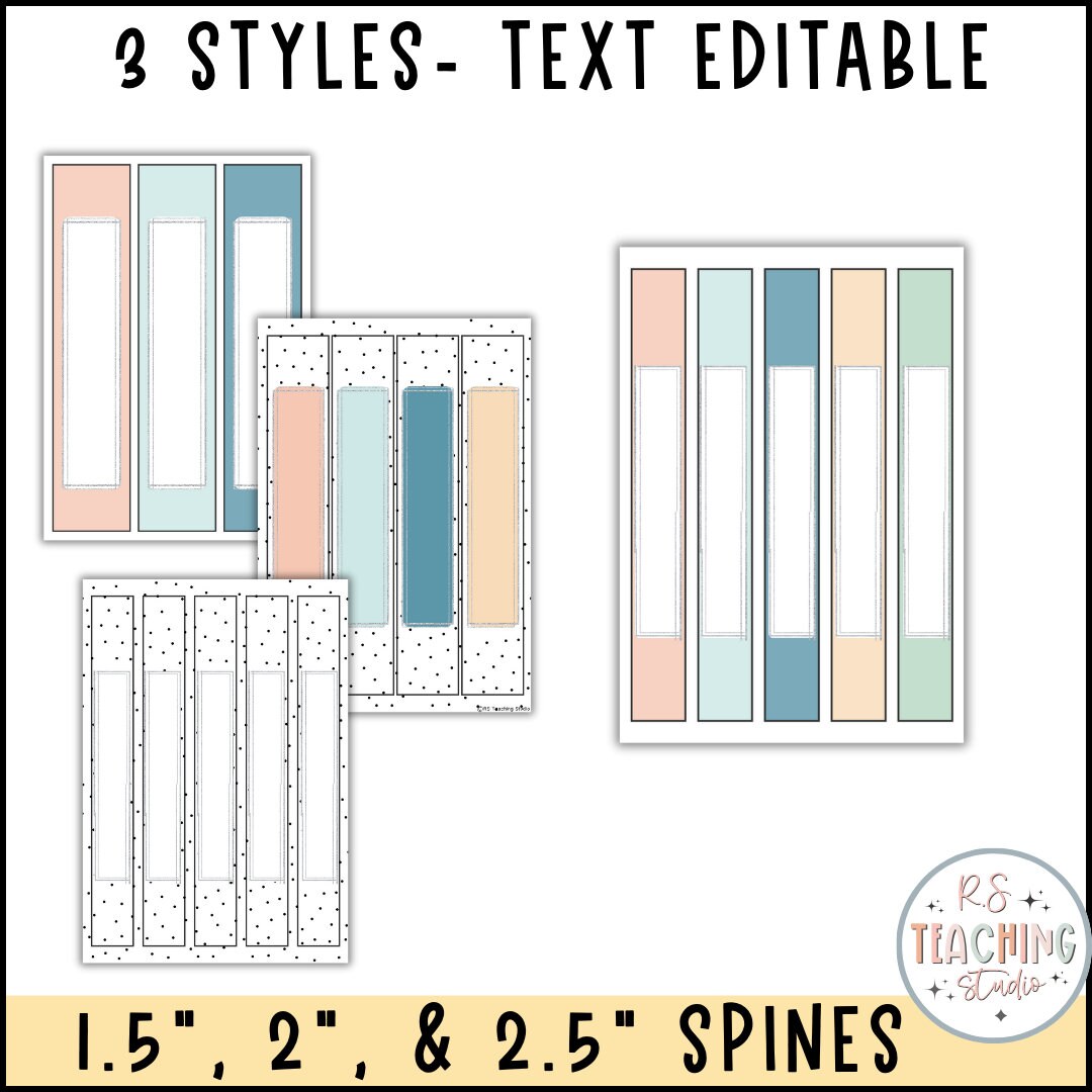 Teacher Binder Covers and Spines Pastel Binder Covers Classroom Decor ...