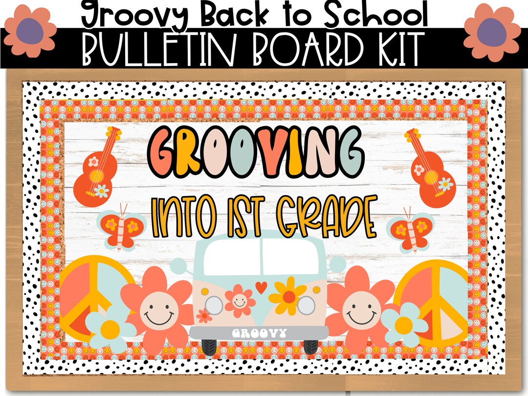 Retro, Back to School Groovy Bulletin Board Kit, Retro Vibes Theme ...