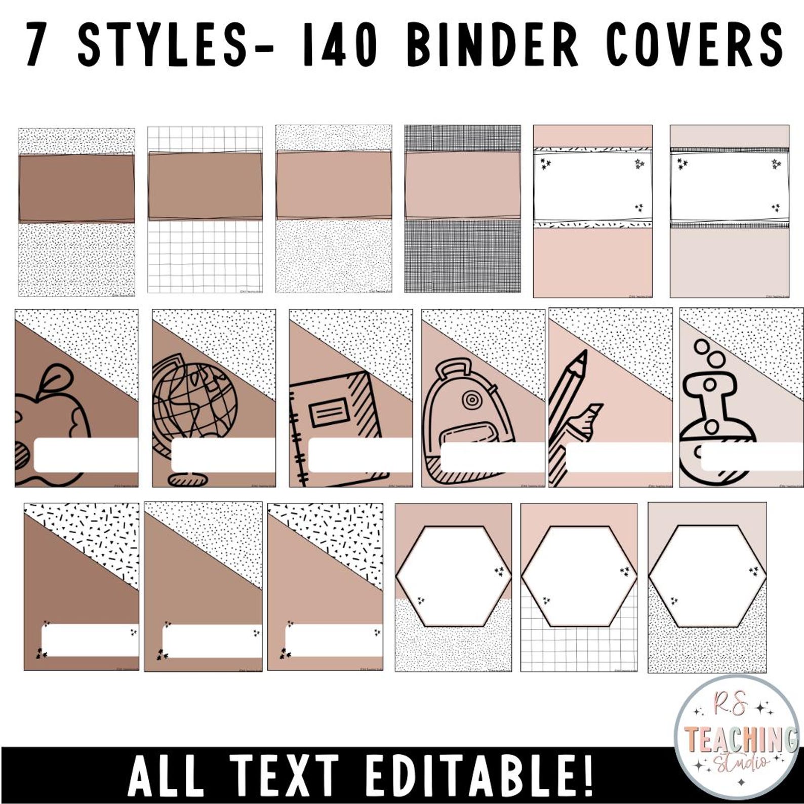 Teacher Binder Covers and Spines | Neutral Binder Covers | Classroom ...