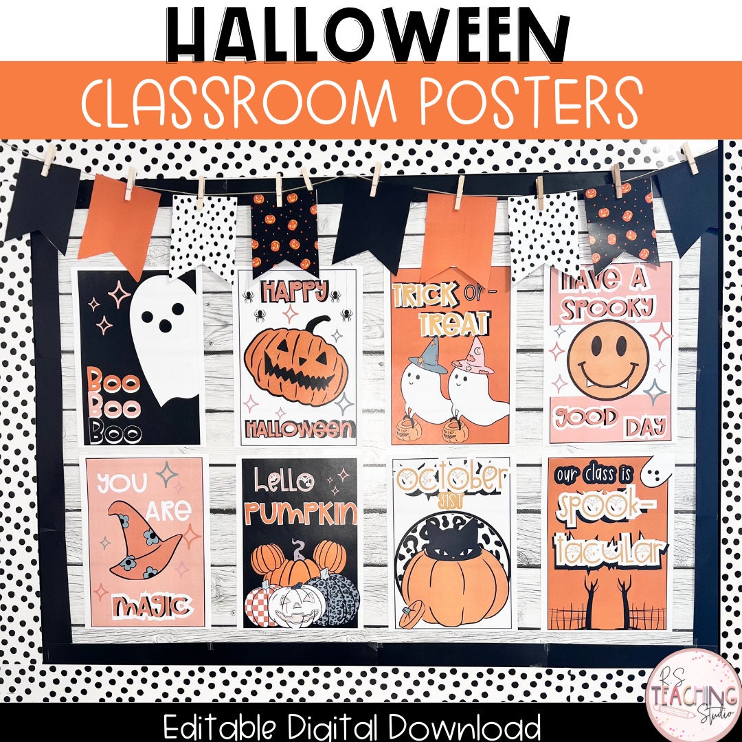 Spooky Halloween Classroom Posters: Bulletin Board Decor (digital ...
