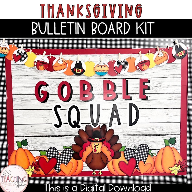 Thanksgiving Plaid Bulletin Board Kit, Easy Holiday Classroom ...