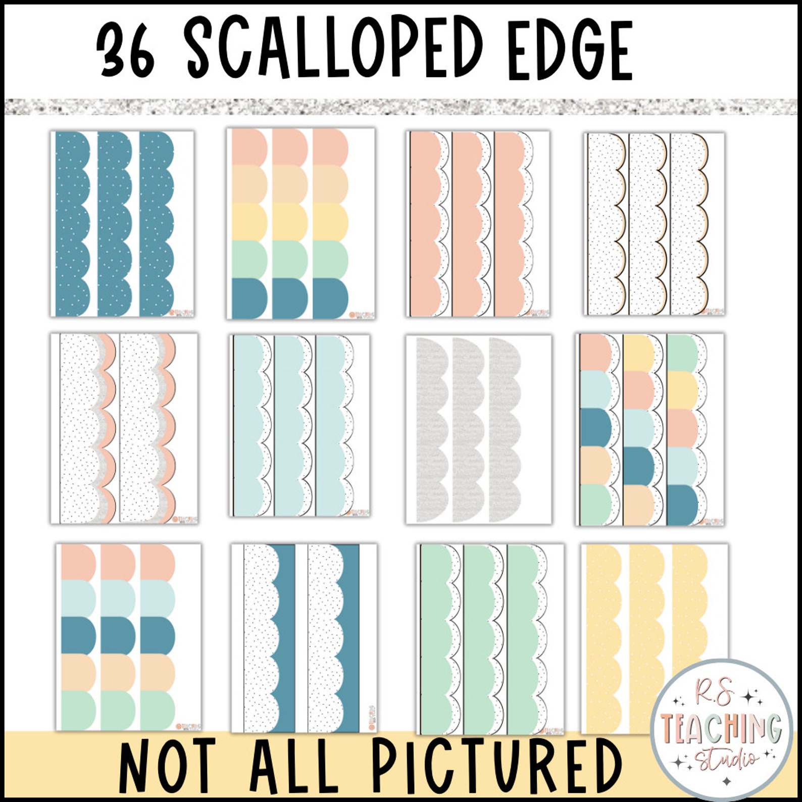 Pastel School Style Bulletin Board Border Set Trendy Modern Classroom ...