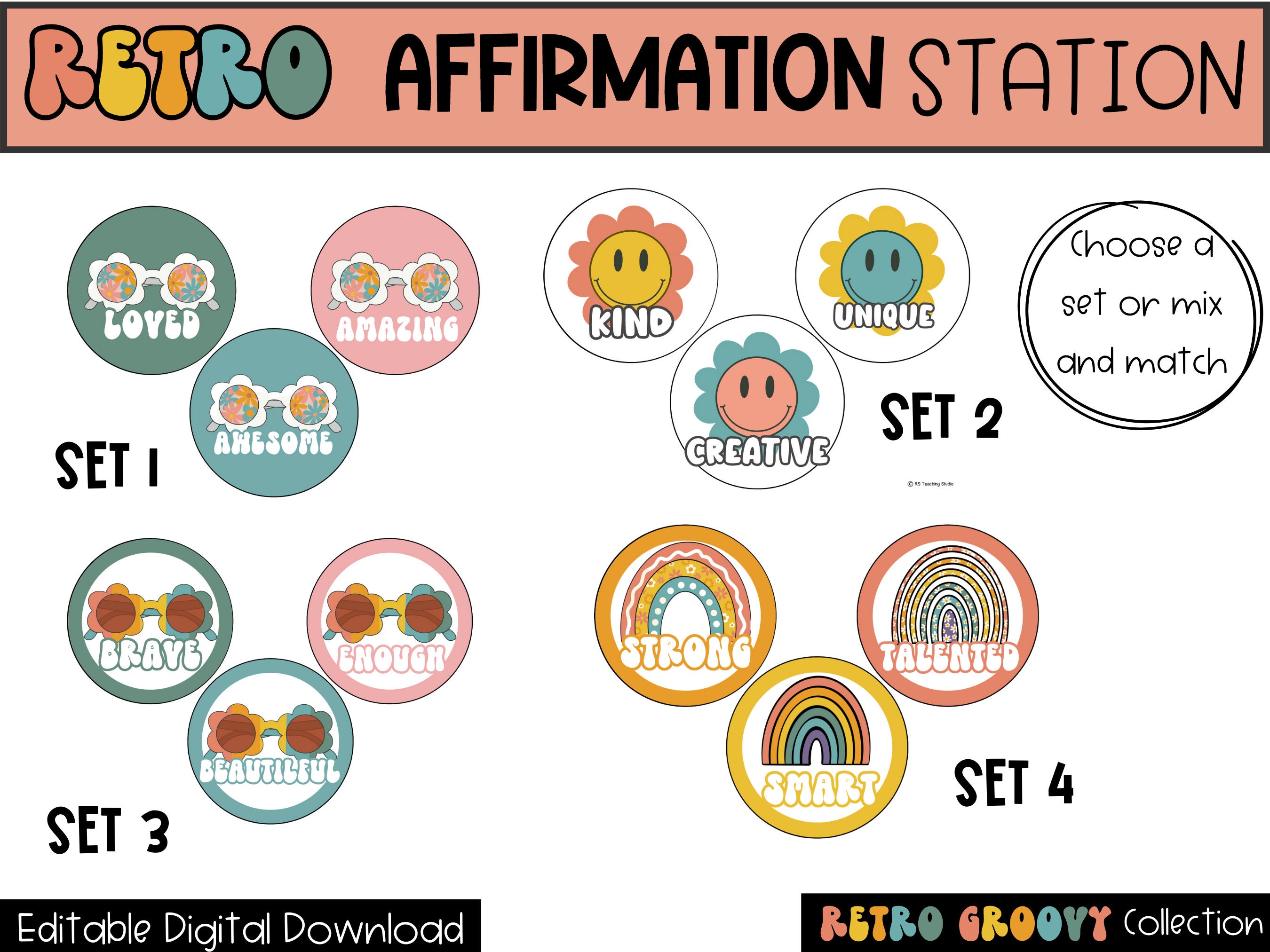 Retro Affirmation Station Retro Positive Affirmations for - Etsy