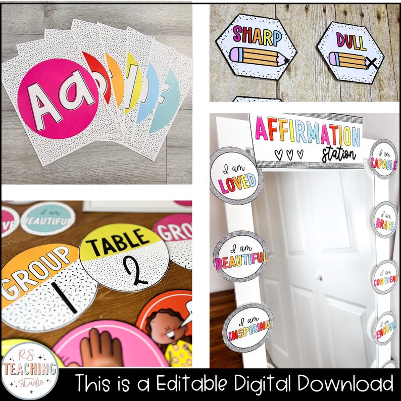 Spotty Brights Classroom Decor Bundle: Editable, Colorful Theme ...