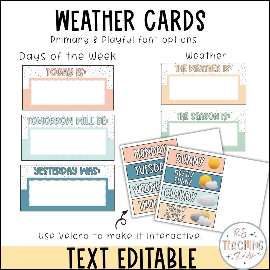 Pastel Classroom Calendar Pack: Weather Cards & Flip Calendar (digital ...