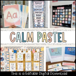 Boho Rainbow Classroom Decor Bundle, Editable, Calm Classroom Decor ...