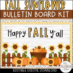 Fall Sunflowers Bulletin Board Kit, Autumn Classroom Decor, Easy ...