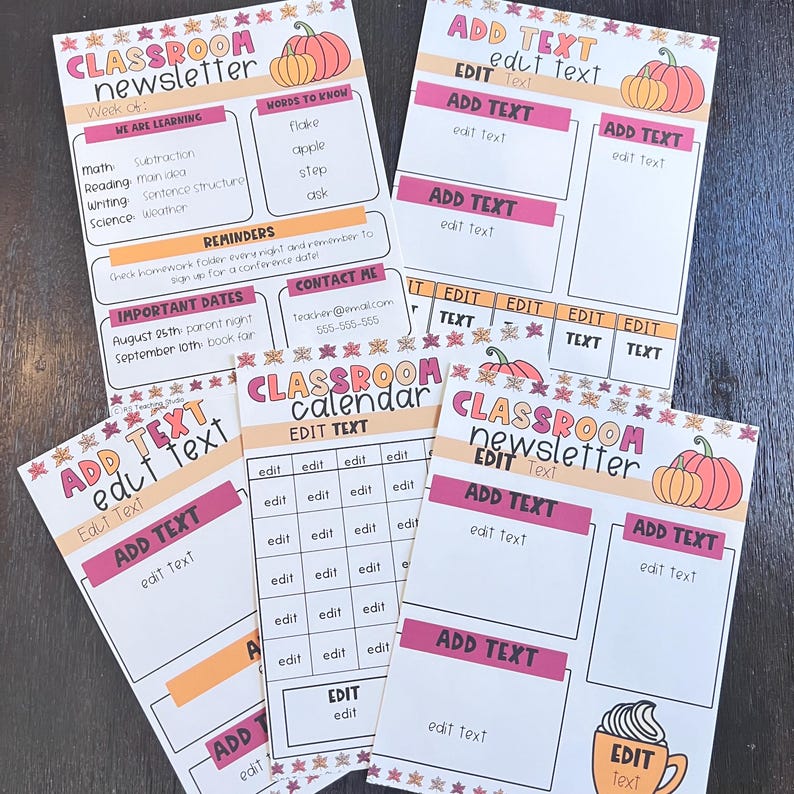 EDITABLE Fall Classroom Newsletter | Teacher Newsletter Template | Fall ...