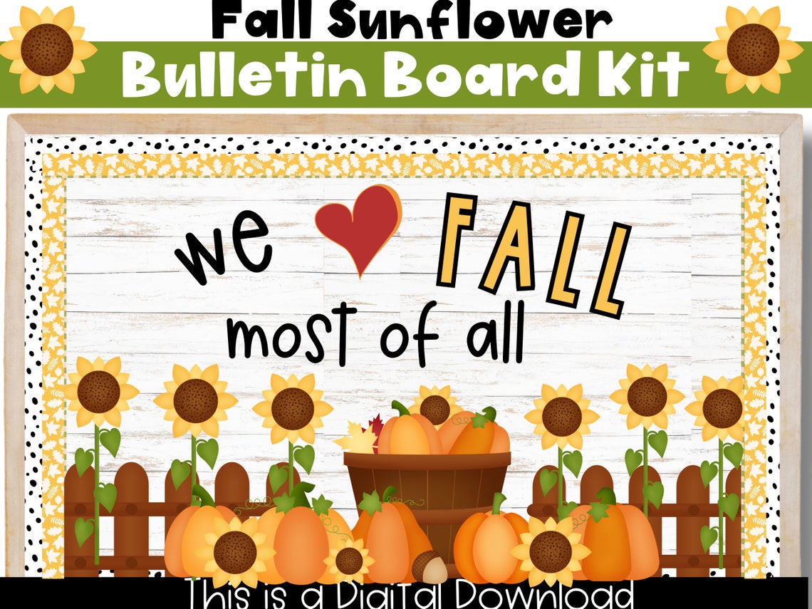Fall Sunflowers Bulletin Board Kit, Autumn Classroom Decor, Easy ...