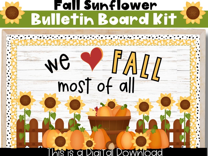 Fall Sunflowers Bulletin Board Kit, Autumn Classroom Decor, Easy ...
