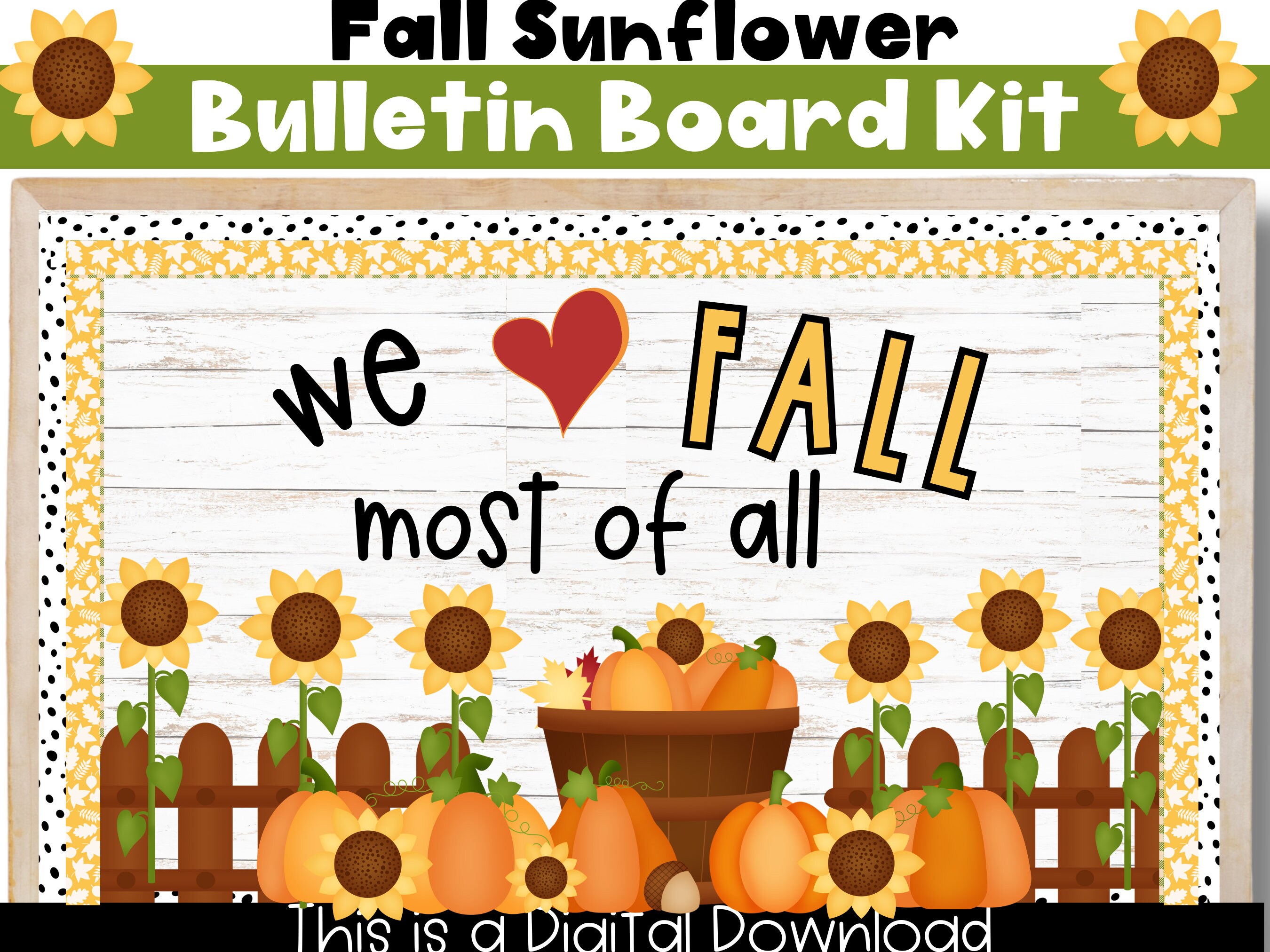 Fall Sunflowers Bulletin Board Kit, Autumn Classroom Decor, Easy ...