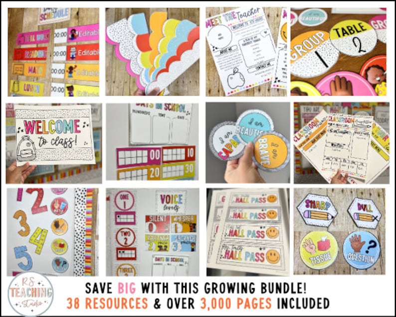 Spotty Brights Classroom Decor Bundle: Editable, Colorful Theme ...