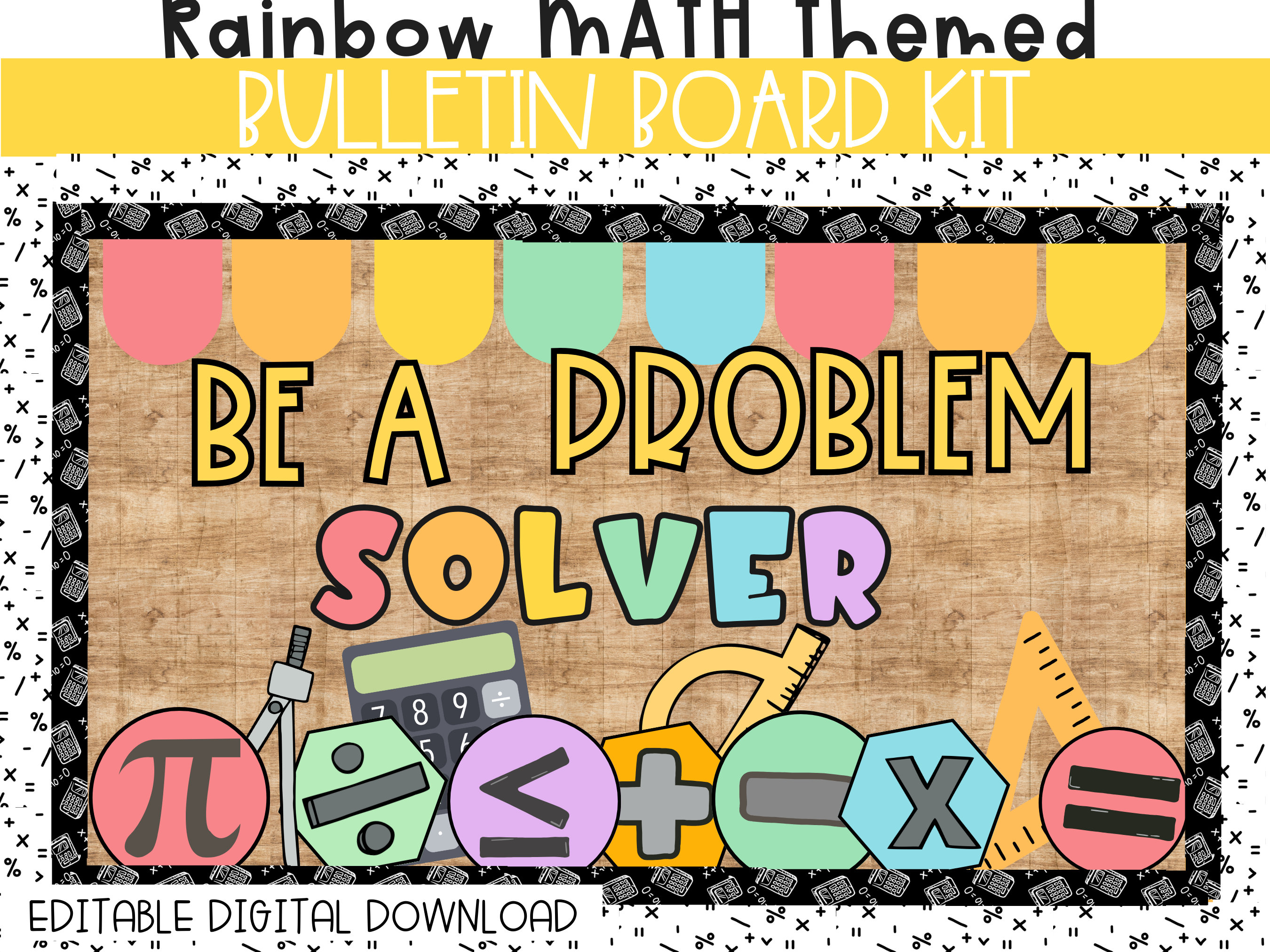 Math Bulletin Board Kit: Rainbow Classroom Door Decor (digital Download ...