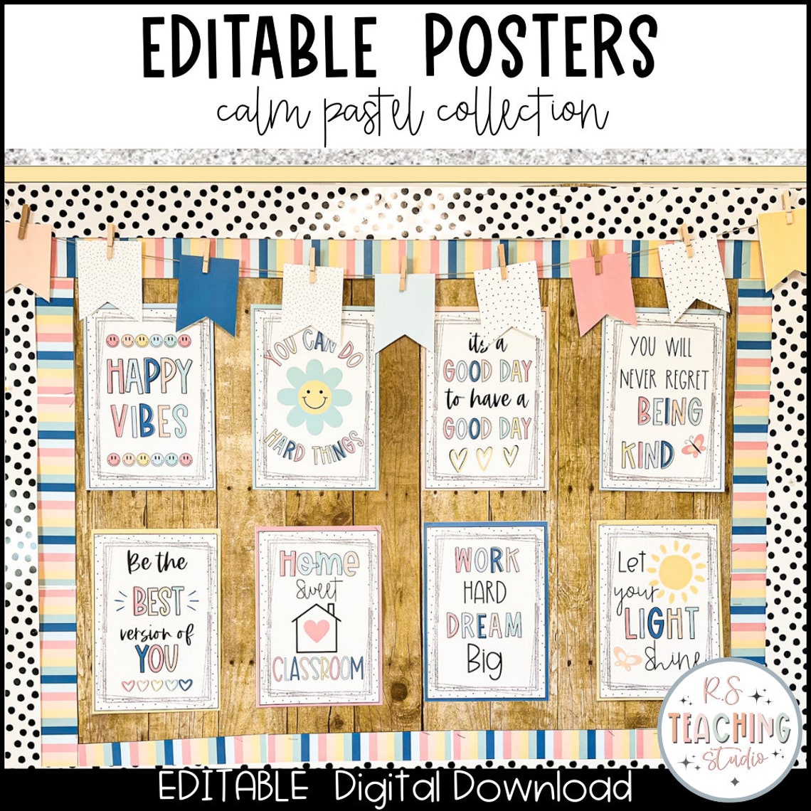 Editable Classroom Posters Pastel Classroom Decor Elementary Classroom ...