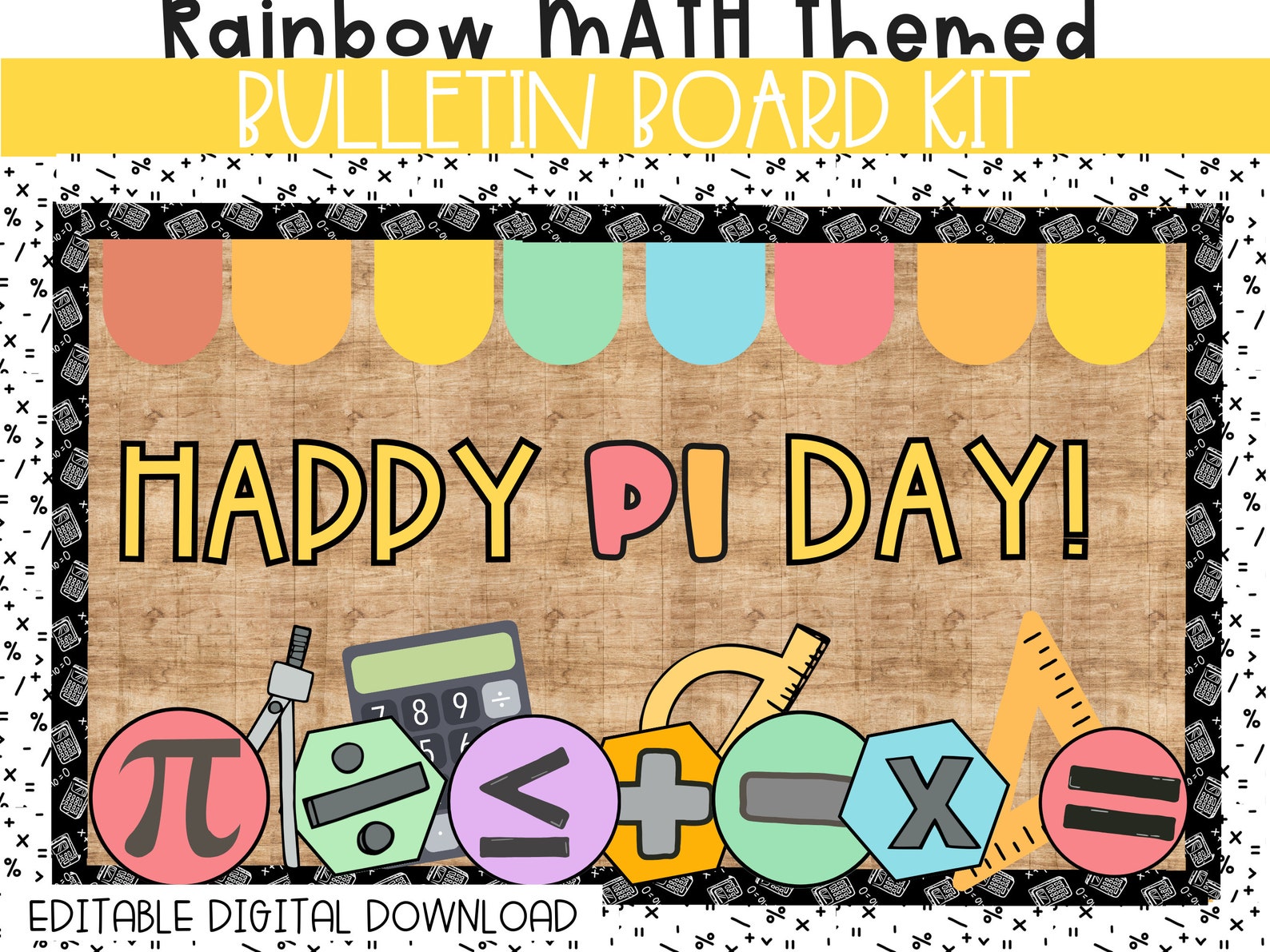 Math Bulletin Board Kit: Rainbow Classroom Door Decor (digital Download ...