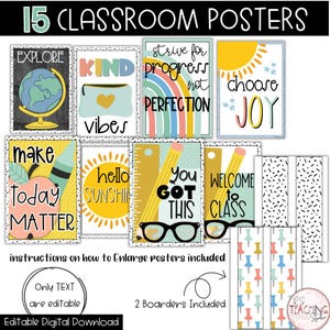 Back to School Classroom Decor Bundle, Bulletin Board Kit, Trendy ...