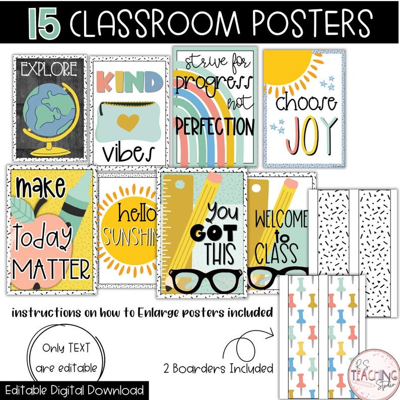 Back to School Classroom Decor Bundle: Bulletin Board Kit (digital ...