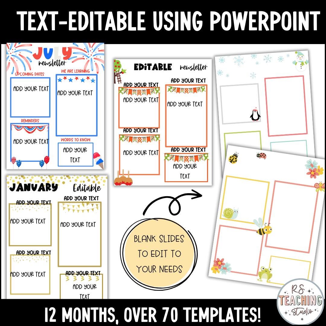 School Newsletter Template Bundle: 12 Month Printable Flyers (digital ...