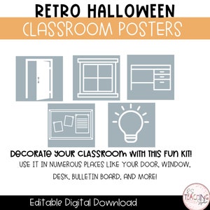 Retro Halloween Classroom Posters, Easy Holiday Classroom Decorations ...