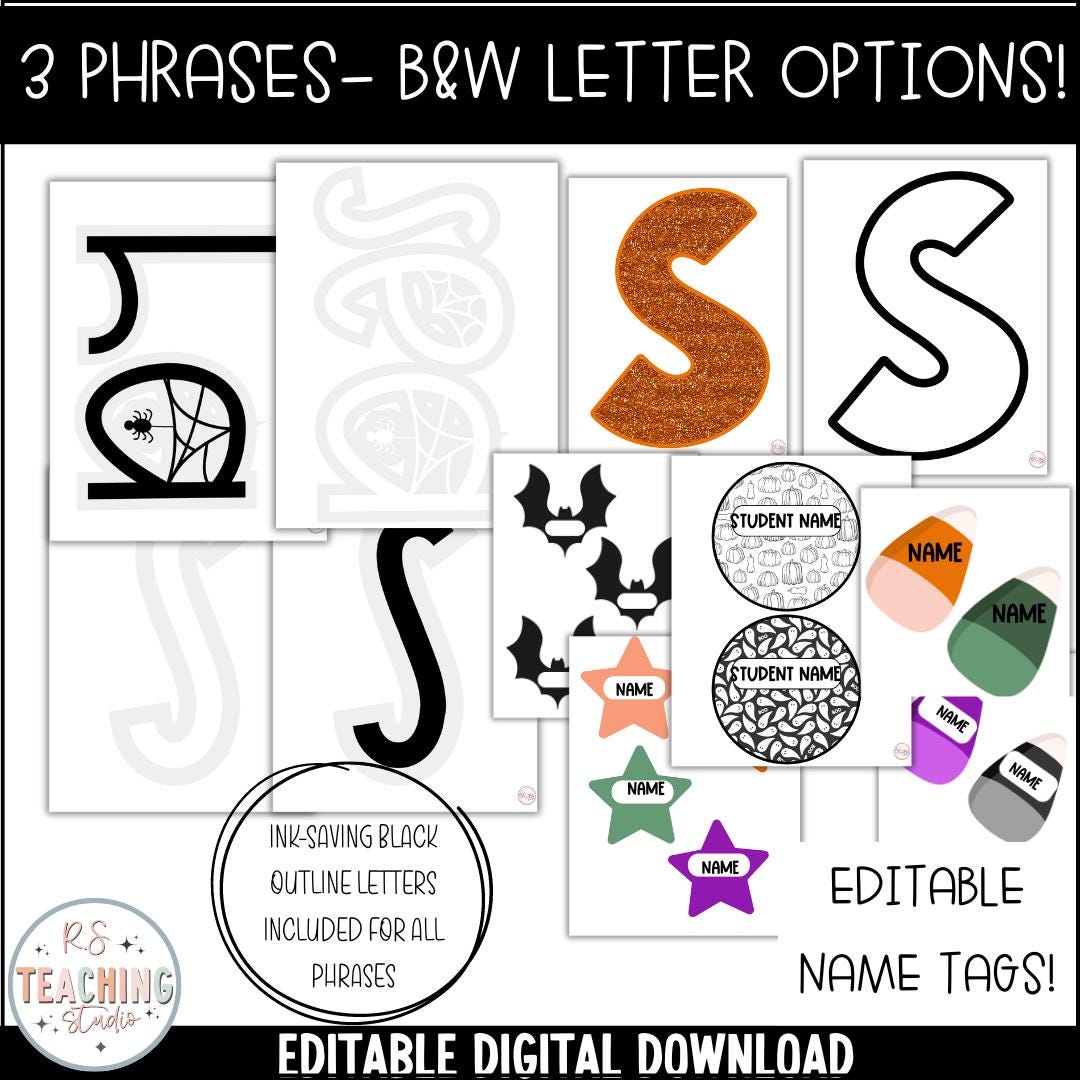 Halloween Bulletin Board Kit: Spooky Classroom Decor (digital Download ...