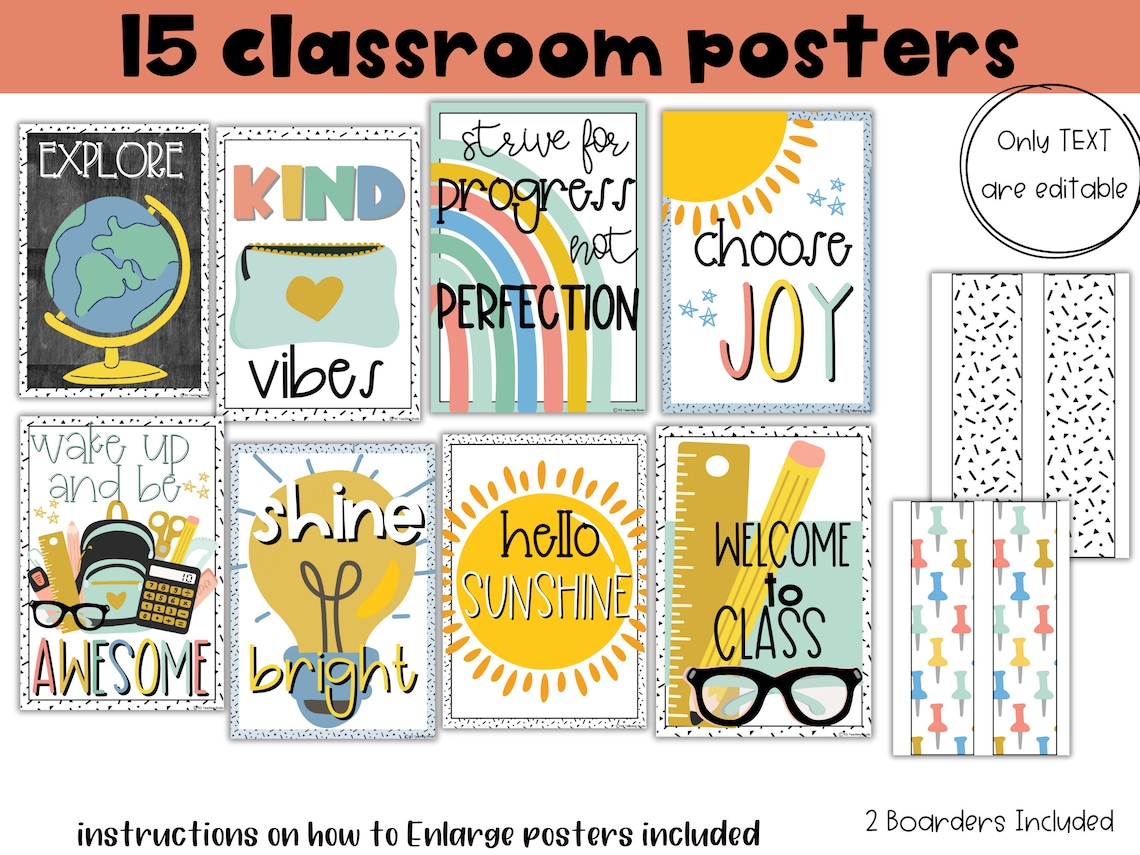 School Supplies Classroom Posters Easy and Modern Classroom - Etsy