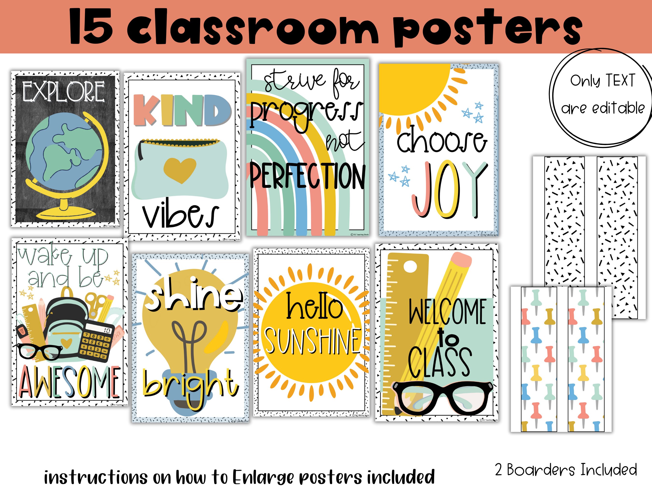School Supplies Classroom Posters Easy and Modern Classroom - Etsy