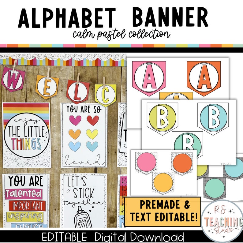 Alphabet Banner for the Classroom | Bright Classroom Decor | ABC Banner ...