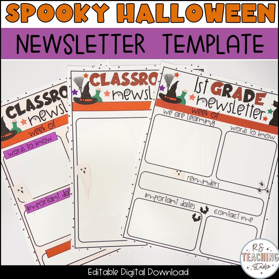 Spooky Halloween Classroom Newsletter Template (editable Powerpoint ...