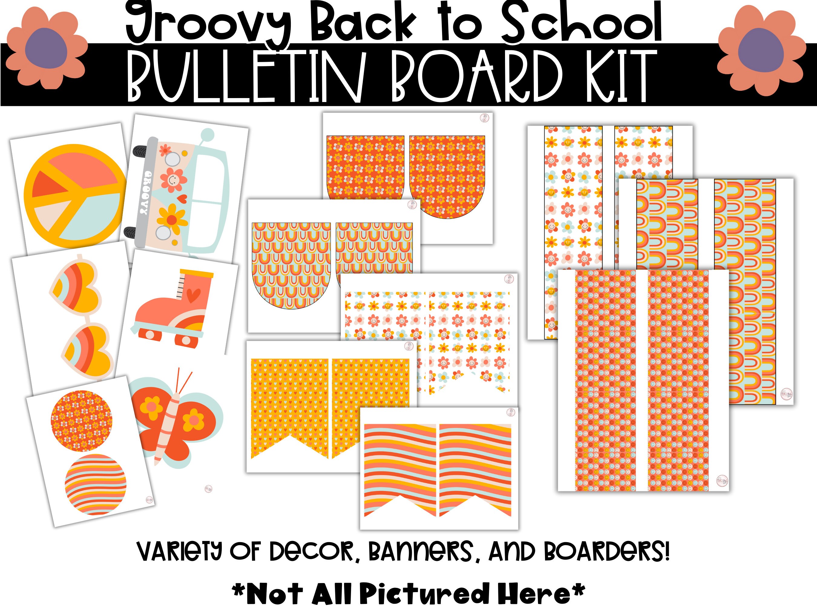 Retro, Back to School Groovy Bulletin Board Kit, Retro Vibes Theme ...