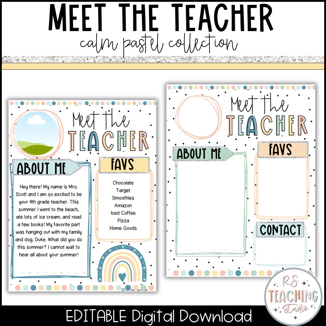 Editable Meet the Teacher Template | Pastel Classroom Decor | Meet the ...