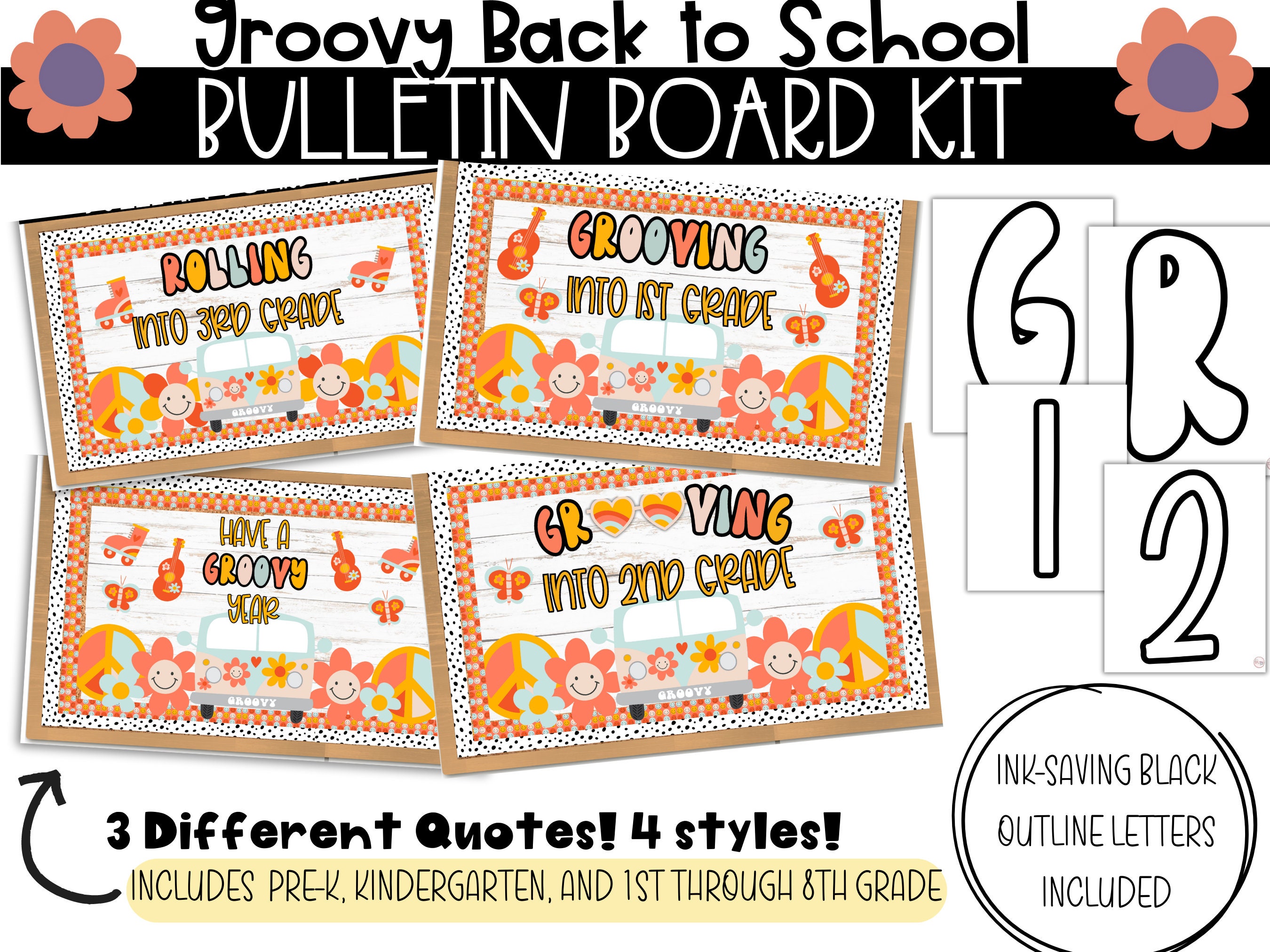 Retro, Back to School Groovy Bulletin Board Kit, Retro Vibes Theme ...