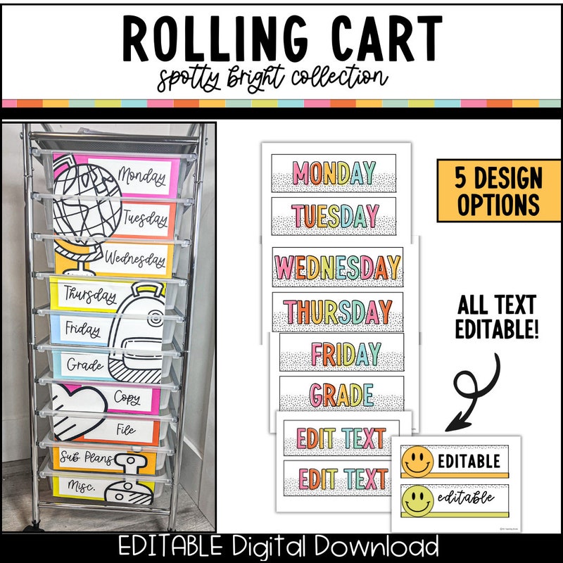 Teacher Rolling Cart - Etsy