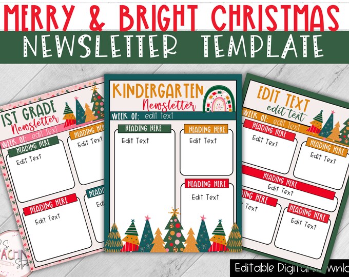 Christmas Editable Newsletters - Etsy Canada