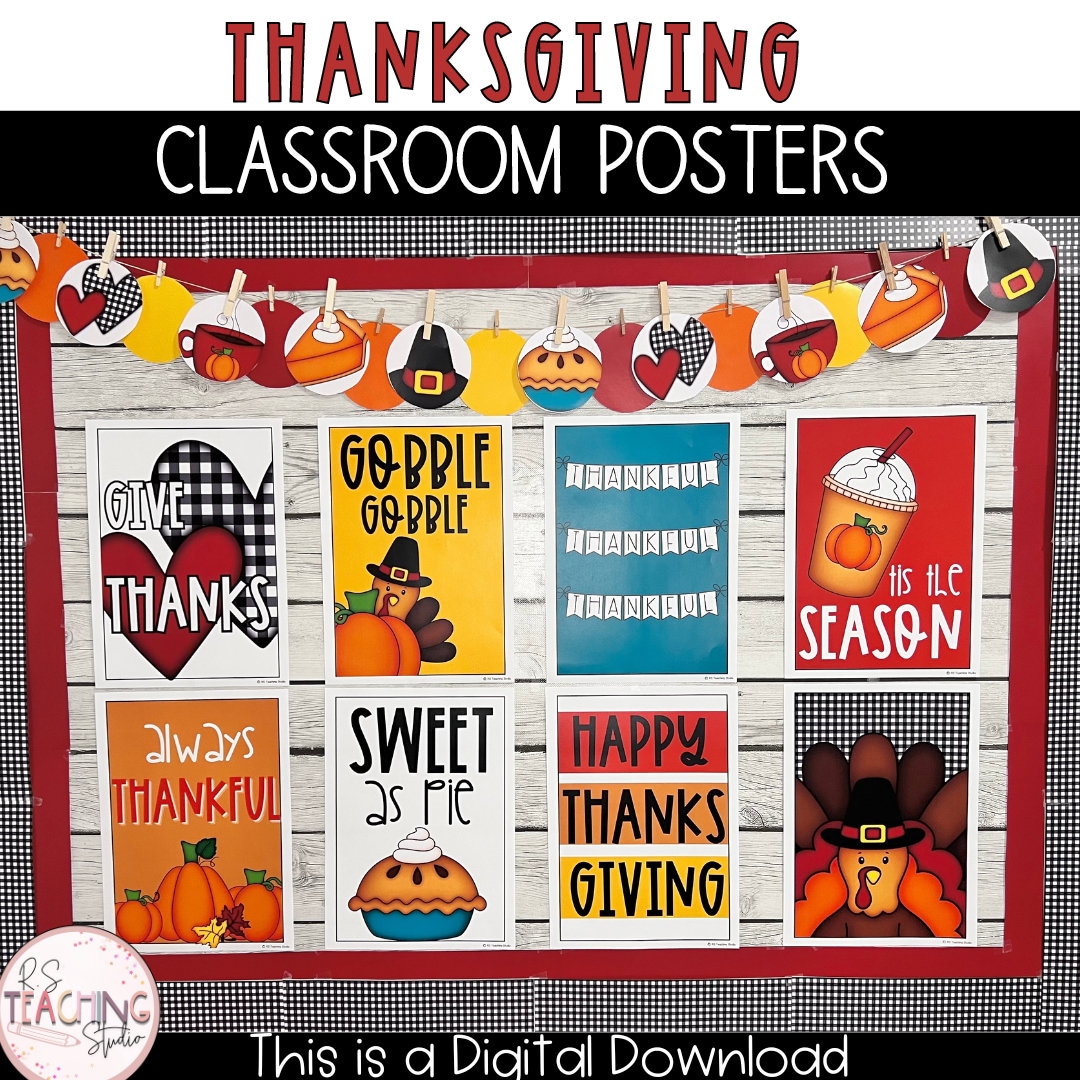 Thanksgiving Classroom Posters, November Theme Decor, Easy Holiday ...