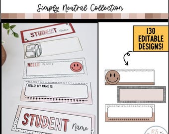 Farmhouse Student Desk Name Plates: Editable Classroom Decor (digital ...