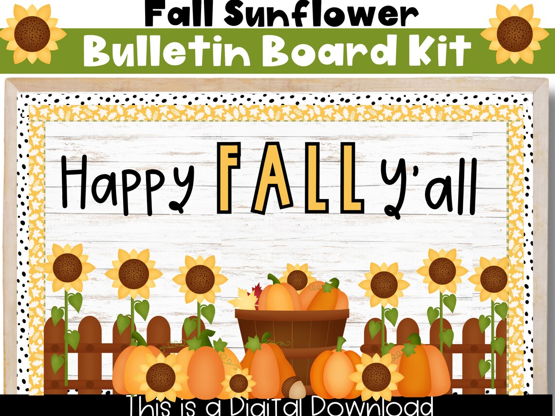 Fall Sunflowers Bulletin Board Kit, Autumn Classroom Decor, Easy ...