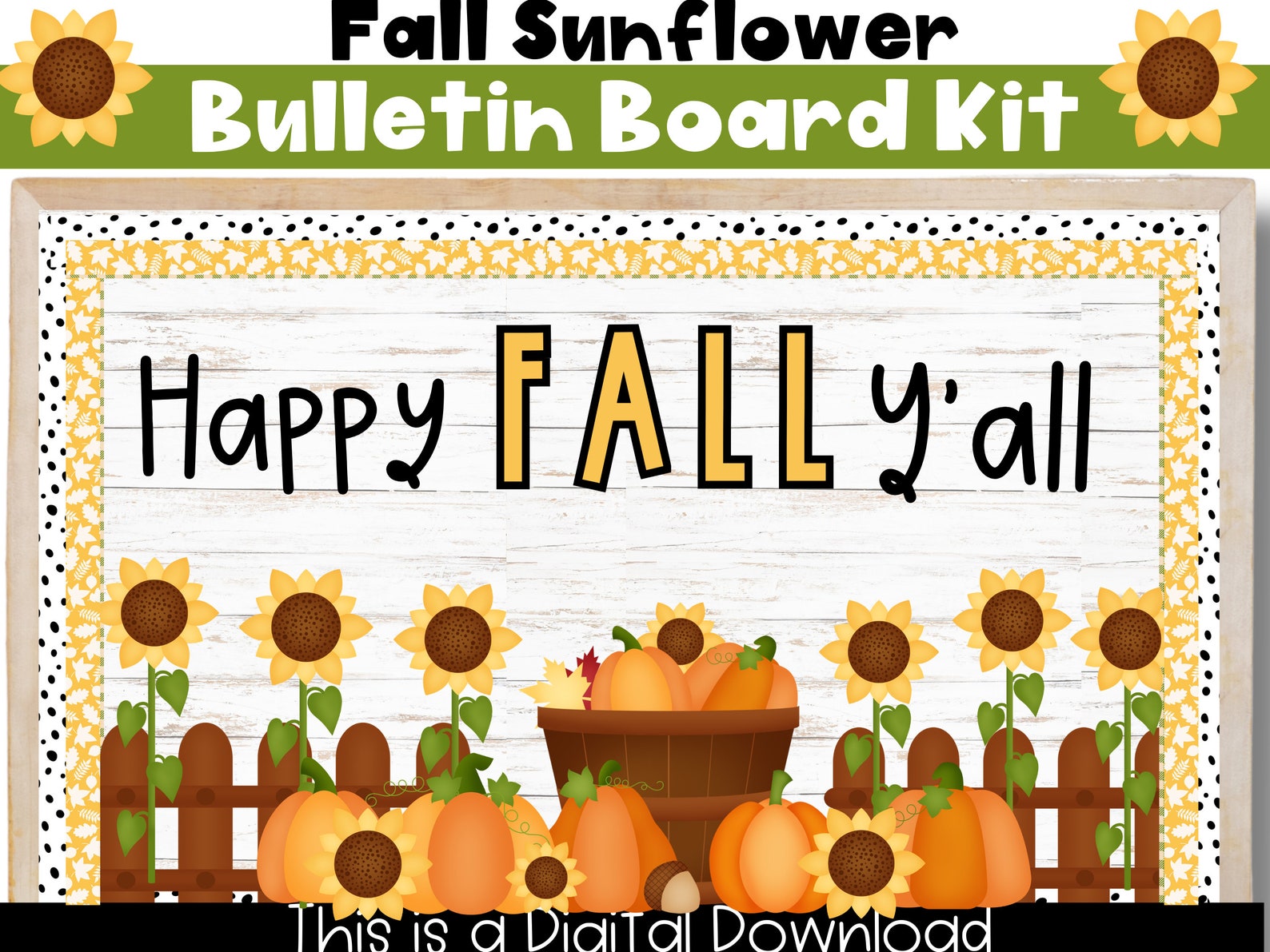 Fall Sunflowers Bulletin Board Kit, Autumn Classroom Decor, Easy ...