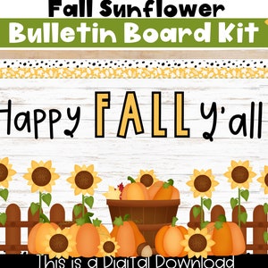 Fall Sunflowers Bulletin Board Kit, Autumn Classroom Decor, Easy ...