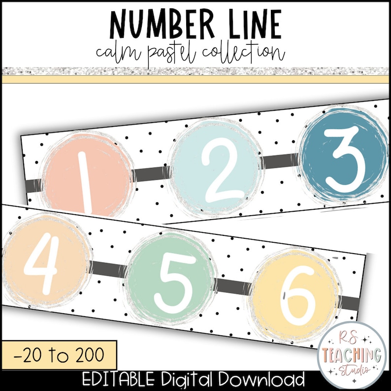 Pastel Classroom Number Line: -20 to 200 (digital Download) - Etsy