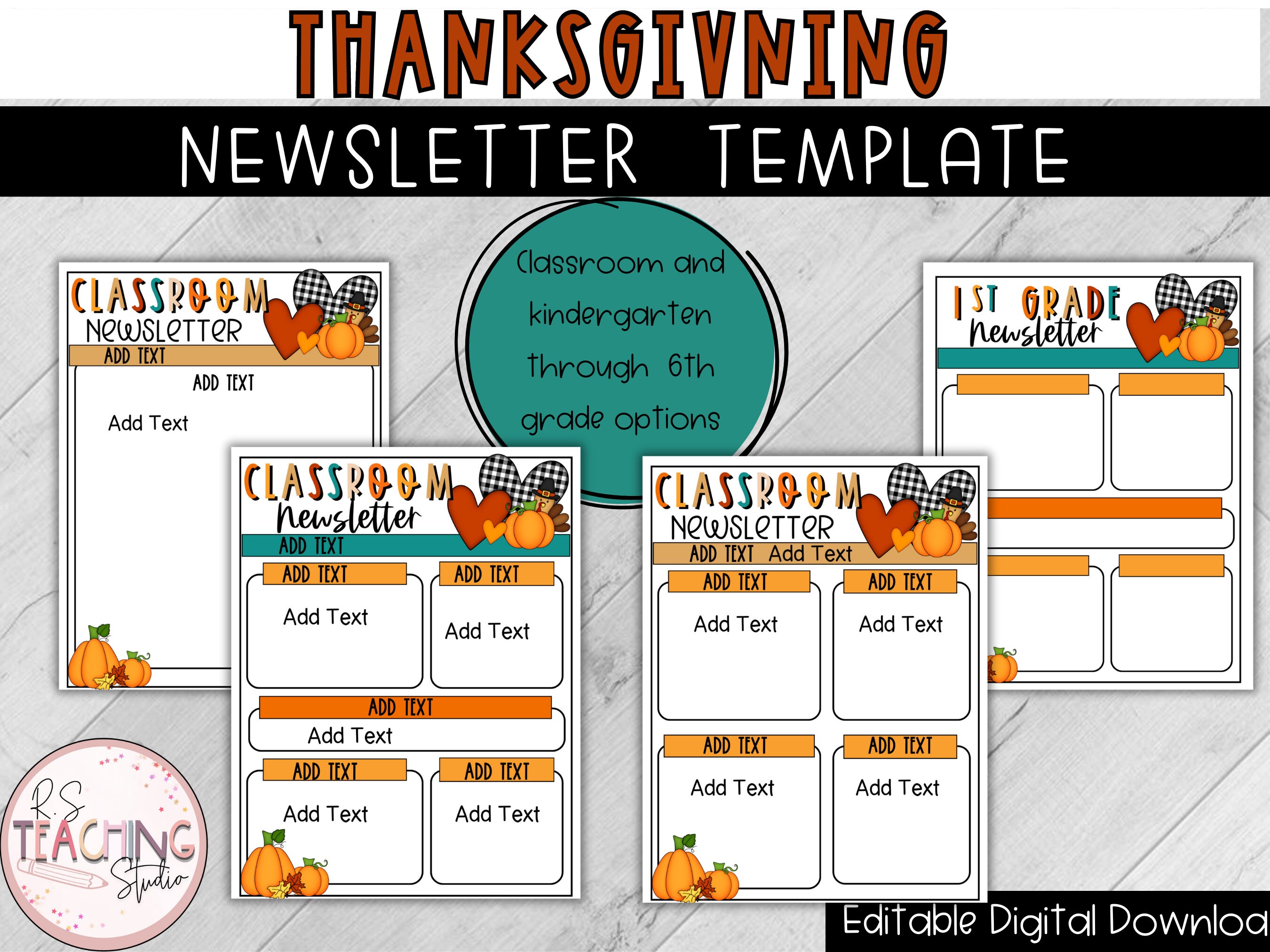 Thanksgiving Newsletter Templates, November Classroom Newsletter ...